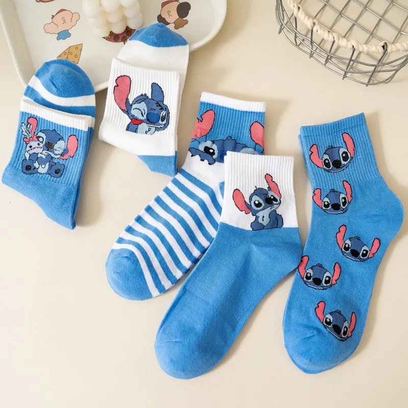 5pairs-Disney-Stitch-Socks-Anime-Lilo-Stitch-Cotton-Midtube-Stockings ...