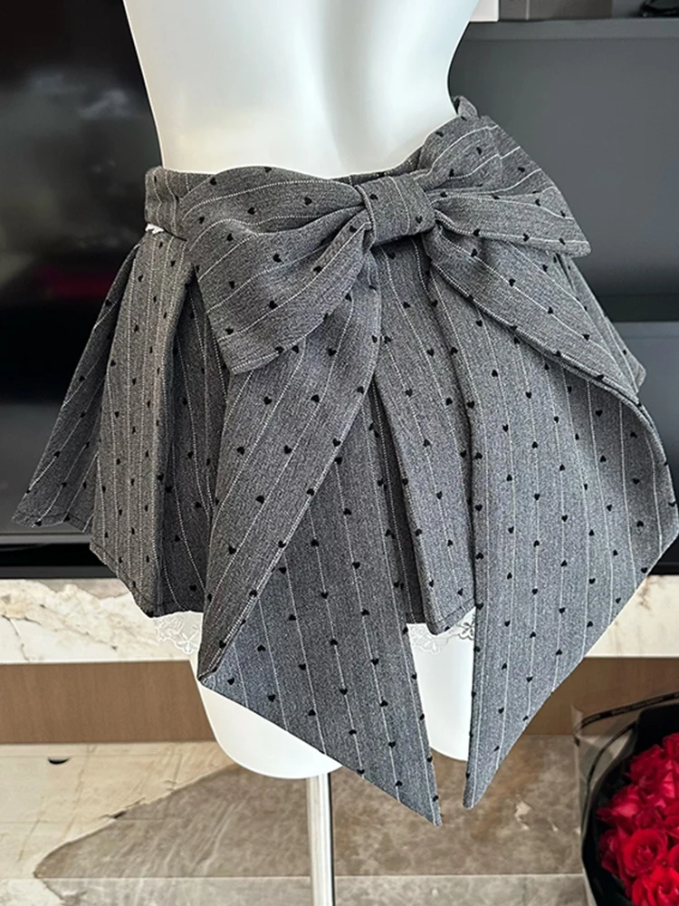 Summer Women Ballet Core Kpop Polka Dot Mini Bow Skirt Striped Y2k ...