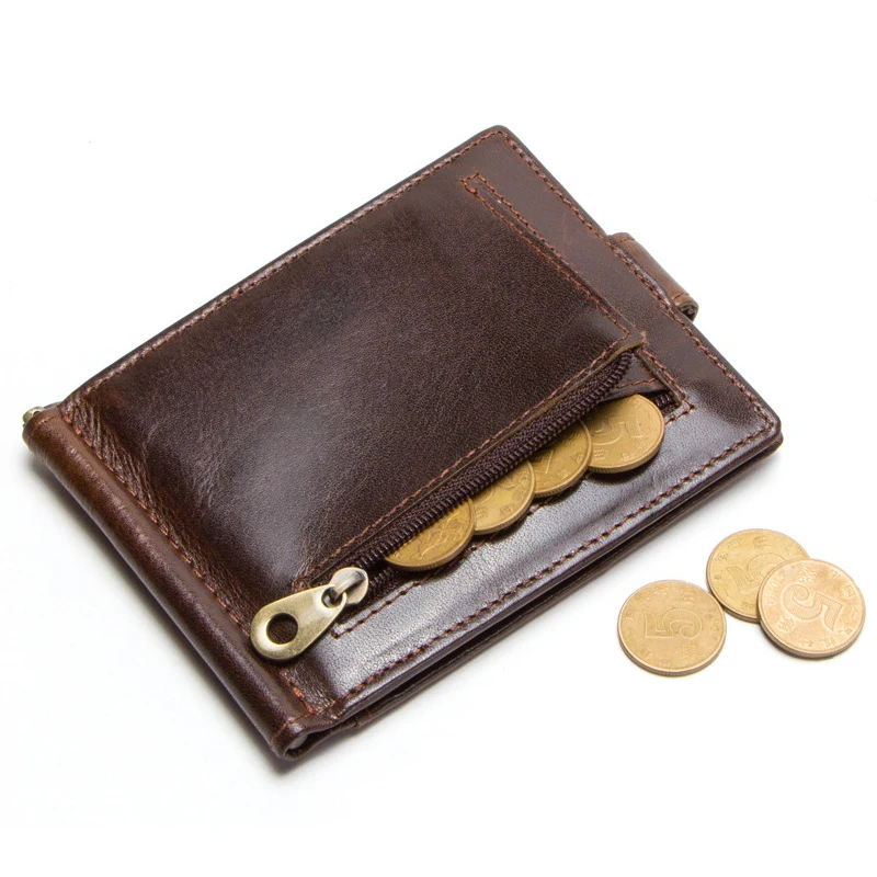 New Men's Wallets Genuine Leather Short Business Zipper Coin Purse ...