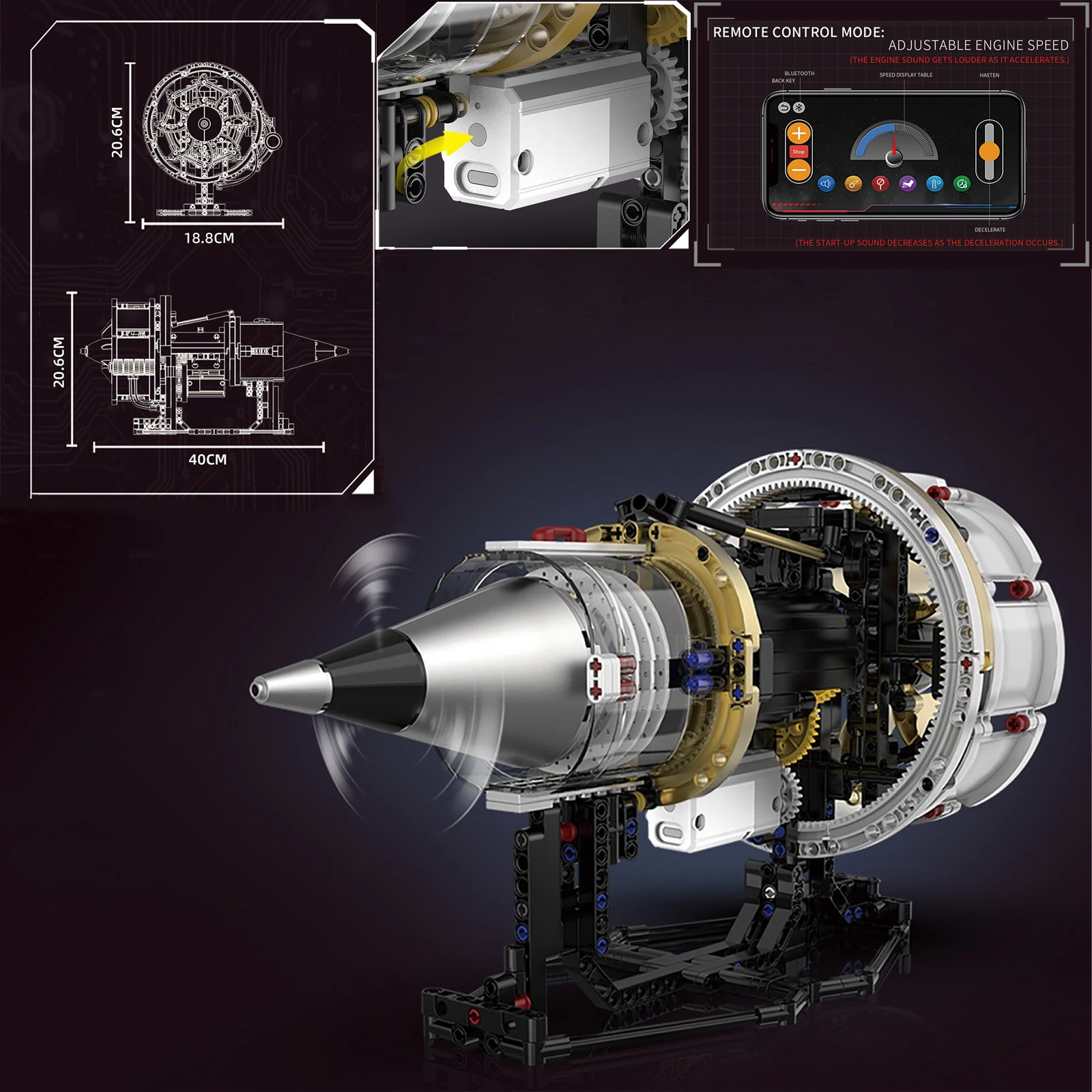 K96208 Aerospace Turbofan Engine Building Block Model Kit App ...