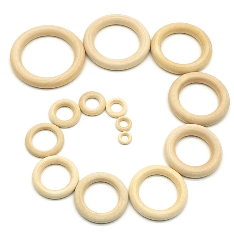 15-150mm Natural Solid Wooden Rings Crafts Diy Handmade Macrame Rope ...