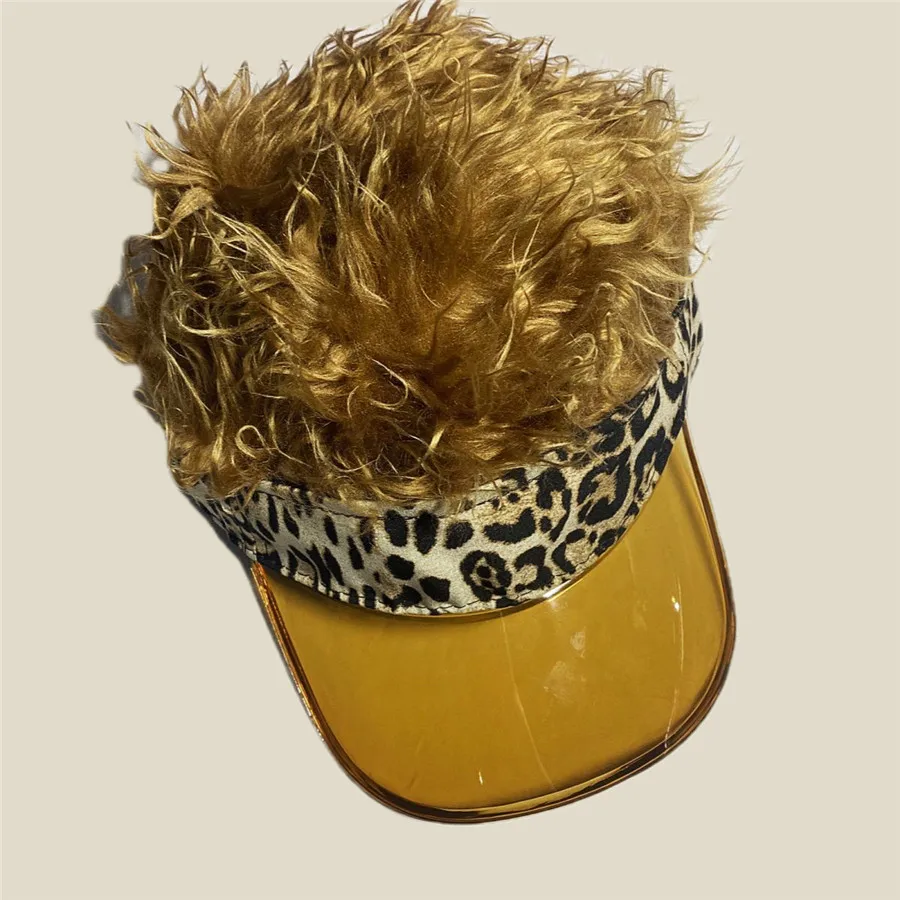 Leopard-Transparent-Sun-Visor-with-Flair-Hair-Men-Funny-Gift-Fake-Blond ...