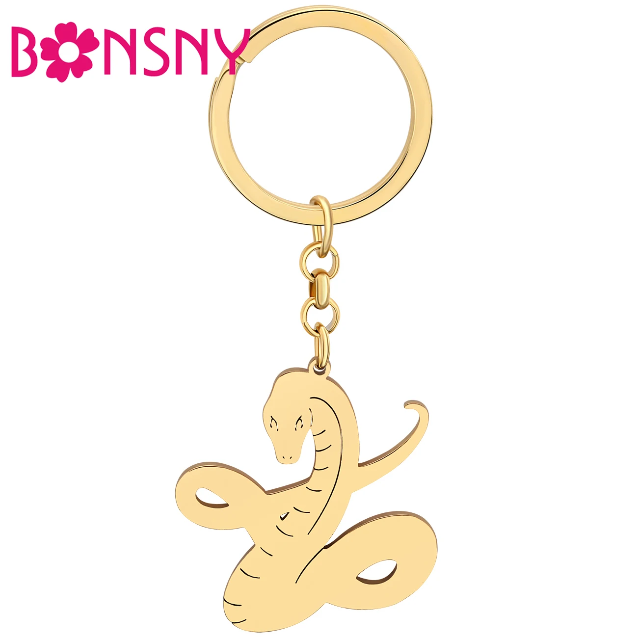 Bonsny-Stainless-Steel-Gold-plated-Snake-Key-Chain-Backpack-Handbag ...