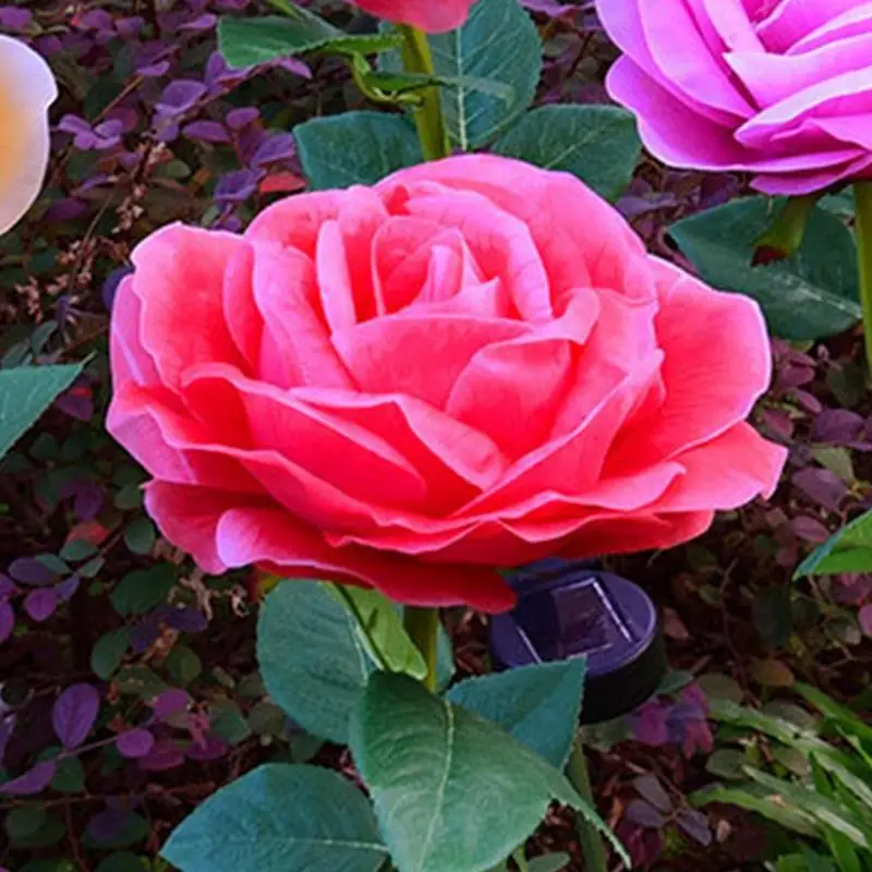 Solar Rose Flower Lights Outdoor Solar Garden Stake Lights Waterproof ...
