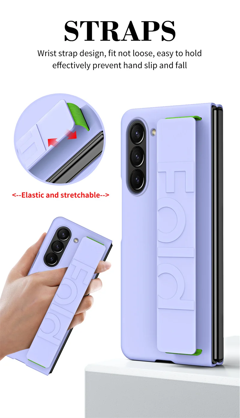 Matte Hard Plastic Grip Case Strap for Samsung Galaxy Z Fold 5 4 3 6 ...