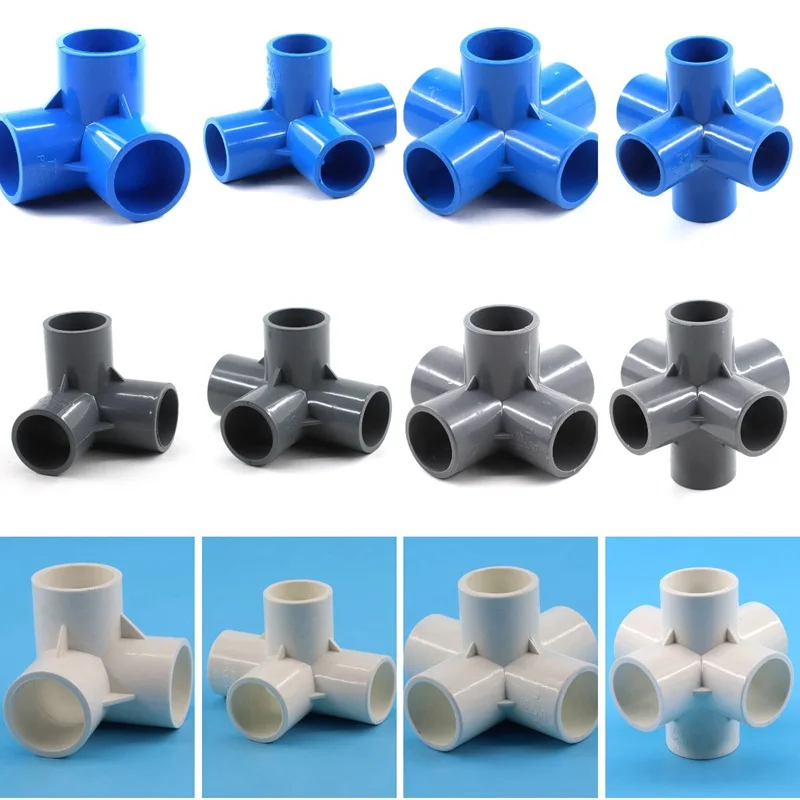 1pc 20~50mm Stereoscopic PVC Connectors Durable Garden Water Pipe Tee ...