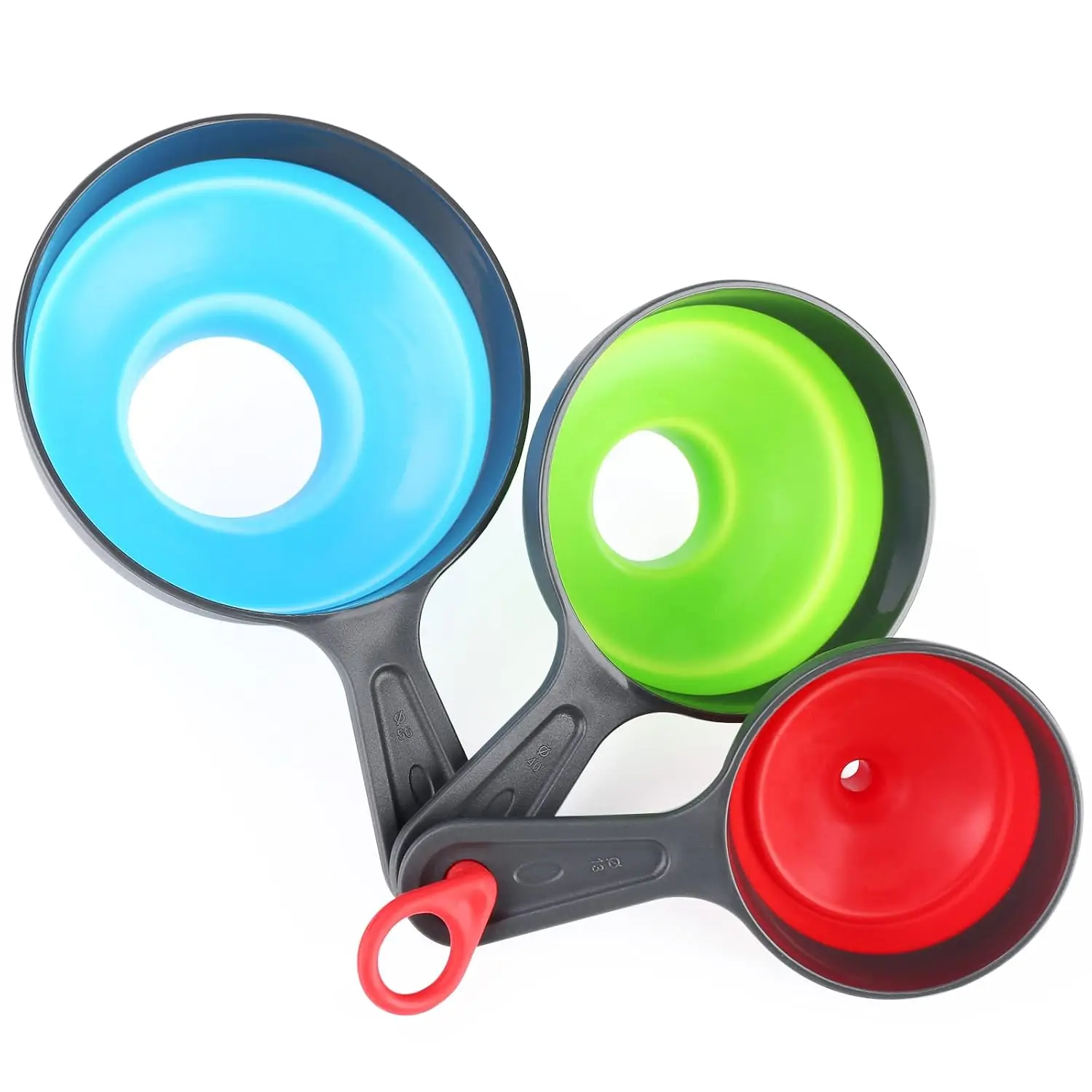 Large Small Funnel set of 3, Silicone Collapsible Funnel, Wide Mouth ...