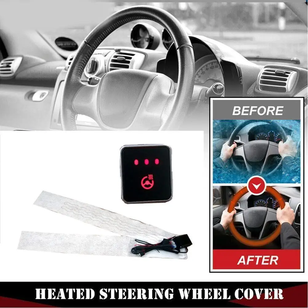 New-Car-Steering-Wheel-Heater-Kit-6-Gears-Plastic-Heat-Pads-Red-Blue ...