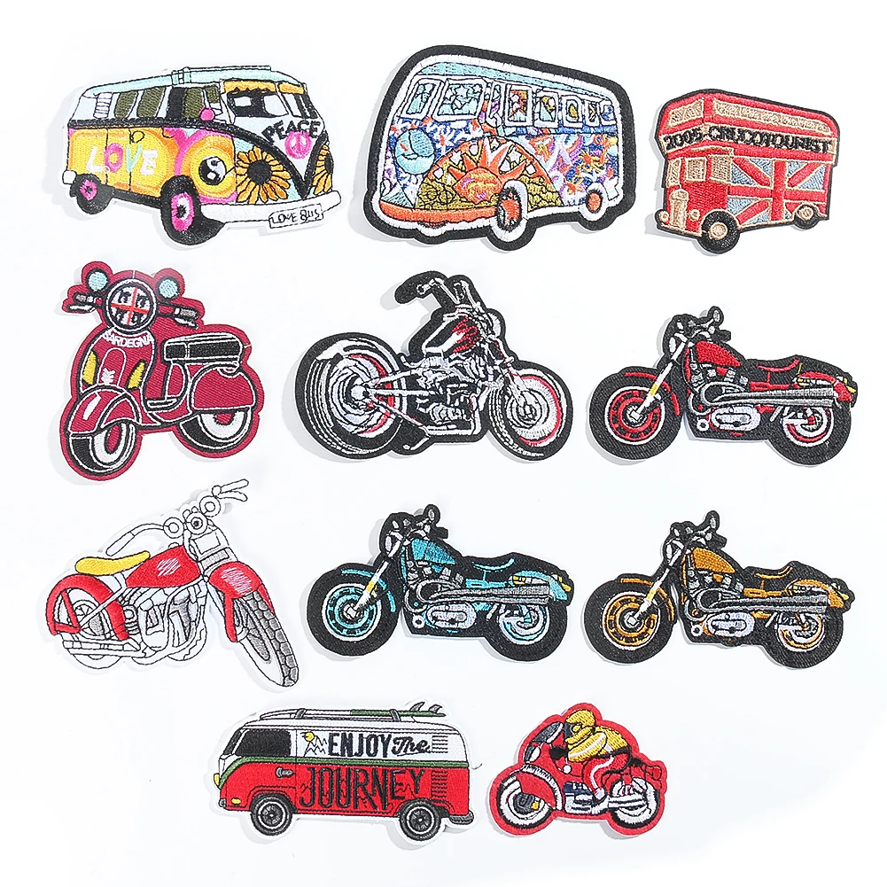 2PCS-Harley-Punk-Motorcycle-Graffiti-Bus-Hand-Embroidered-Patch-Clothes ...