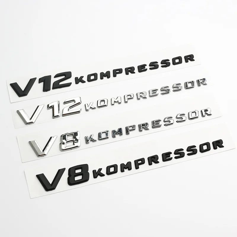 3d-ABS-Chrome-Letters-Car-Sticker-Fender-Side-Emblem-V12-V8-Kompressor ...