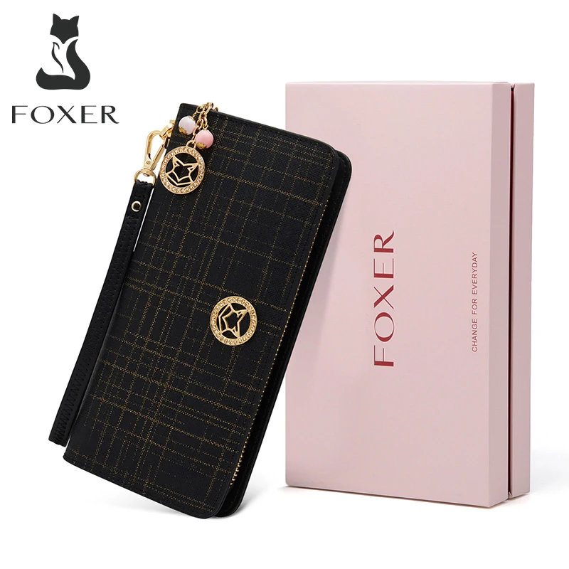 FOXER-Lady-Purse-Split-Leather-Long-Wallet-Women-s-Card-Holder-Anti ...