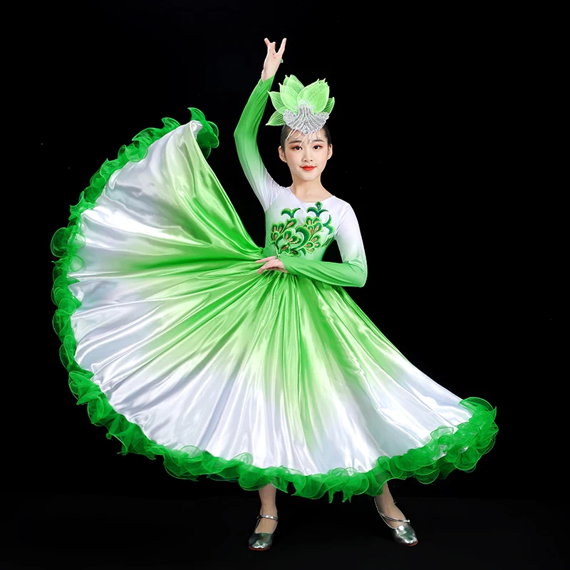 Girls Spanish Bullfight Flamenco Dance Dresses 360/540/720 Degree Big ...
