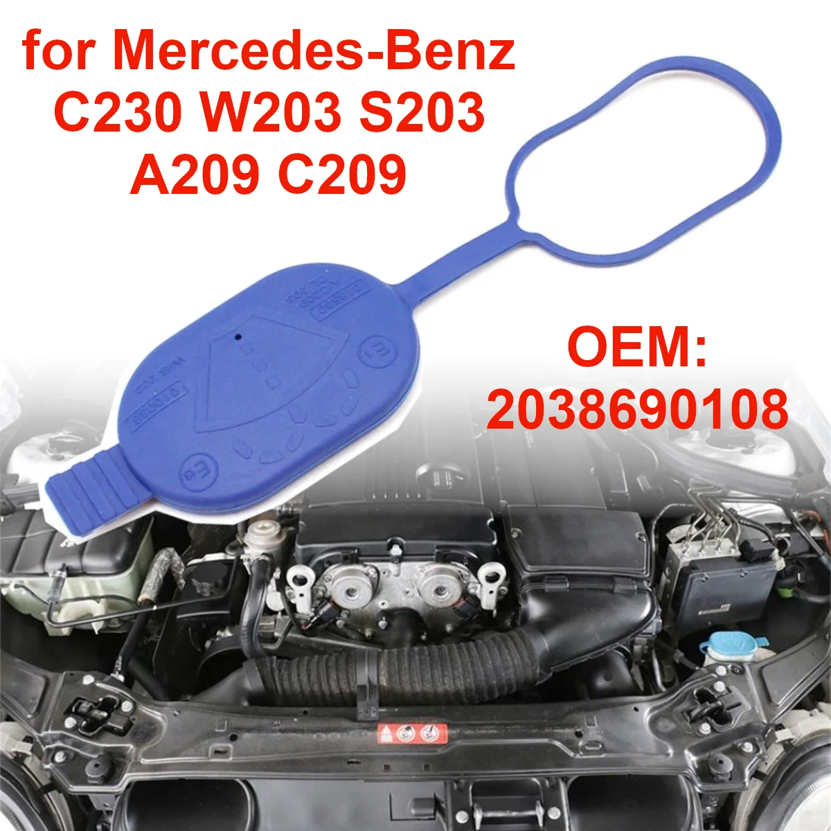 2038690108-Car-Windshield-Washer-Fluid-Bottle-Reservoir-Tank-Cap-Lid-for-Mercedes-Benz-C230-2006 ...