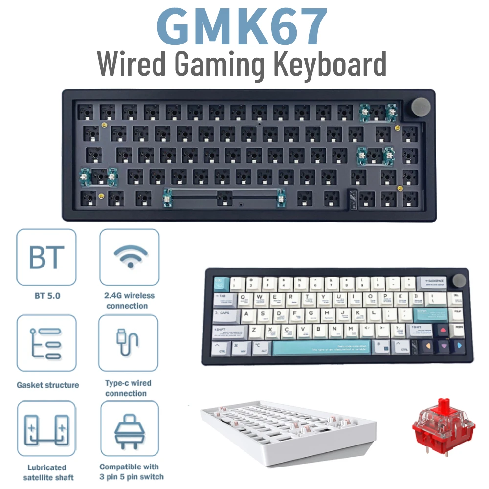 Teclado mecánico GMK67 intercambiable en caliente, teclado personalizado con interruptor de ...