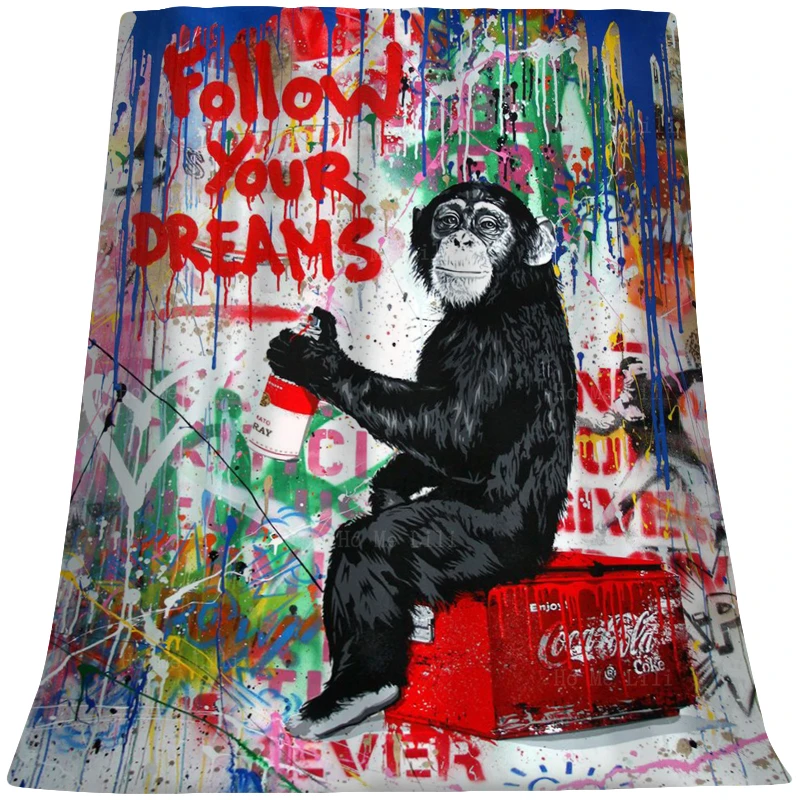 Street Scrawl Follow Your Dreams Funny Monkey Pop Soft Cozy Flannel ...