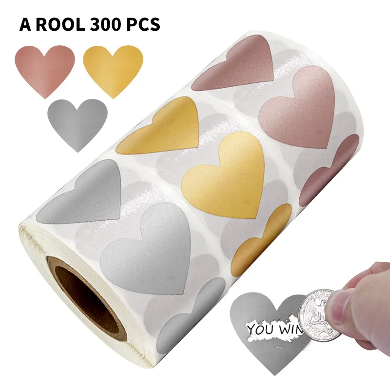 50-300pcs-3-Colors-Scratch-Off-Stickers-Heart-Shape-Labels-Sticker-DIY ...