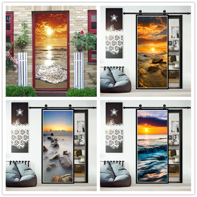 3D-Waterproof-Beautiful-Landscape-Door-Stickers-Removable-Self-Adhesive ...