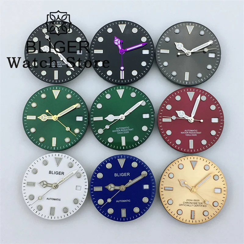 BLIGER 29mm Black Green Blue Red Gold Watch Dial With Hands Green ...