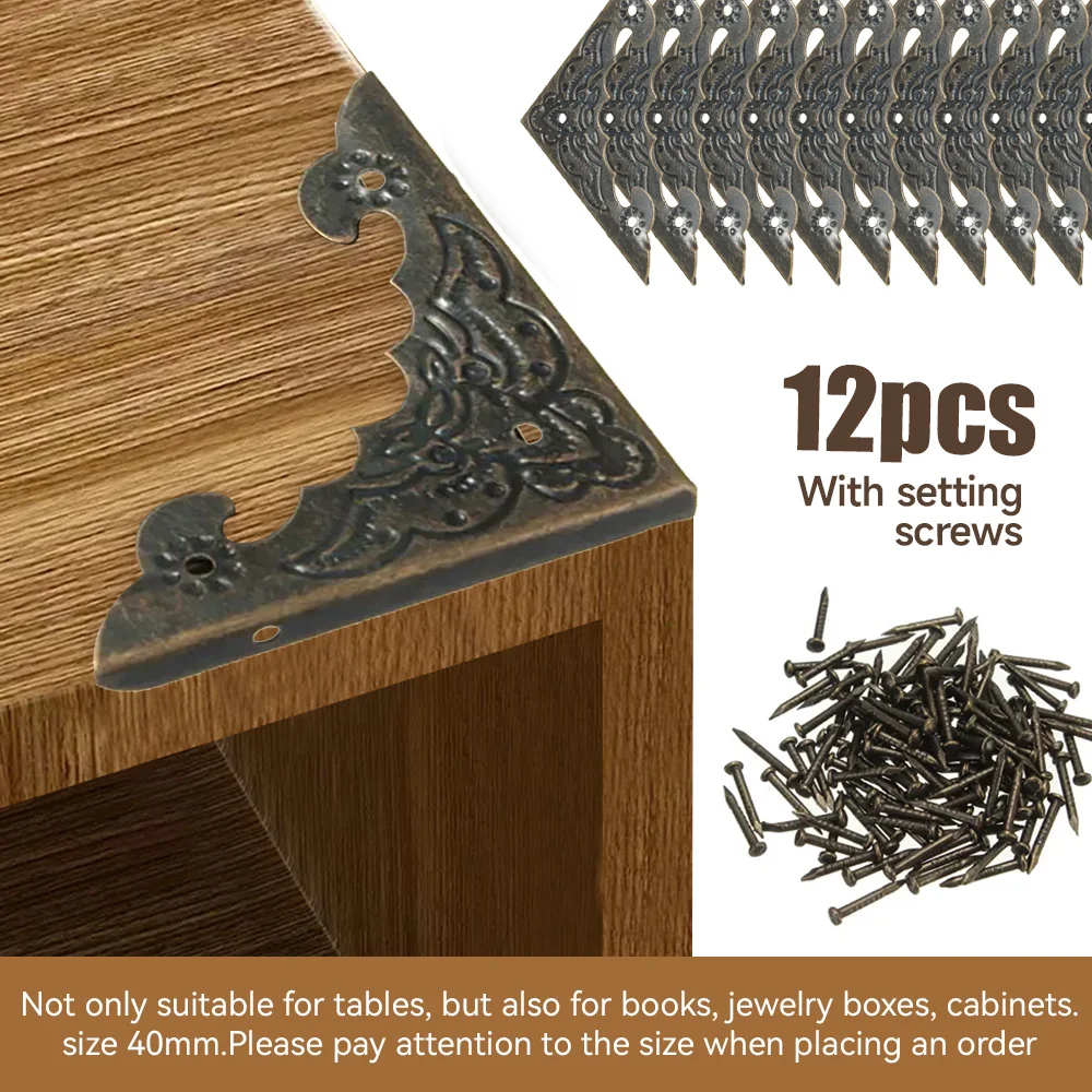 12PCS Antique Jewelry Box Corner Foot Wooden Case Corner Protector ...
