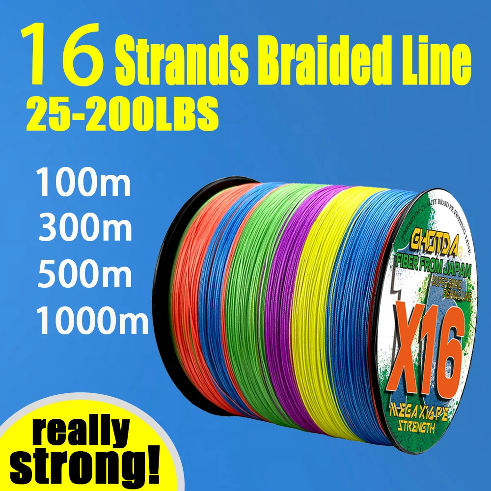 25lb-200lb-16-Strands-Braided-Fishing-Line-PE-Smooth-Super-Power ...
