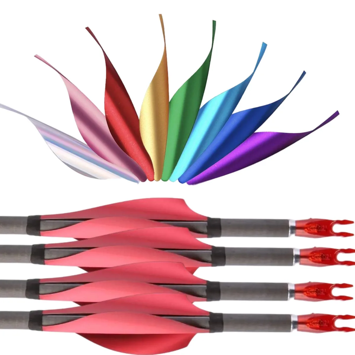 50x Archery Spin Vanes 1.75" 2" Feather Helical Fletch DIY Arrow Shaft ...