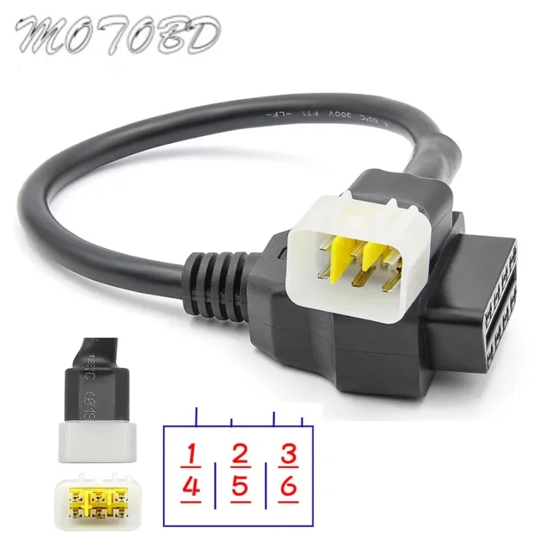OBD OBDII OBD2 16Pin MotorBike 6 Pin To 16 Pin for Delphi 6 Pin ...