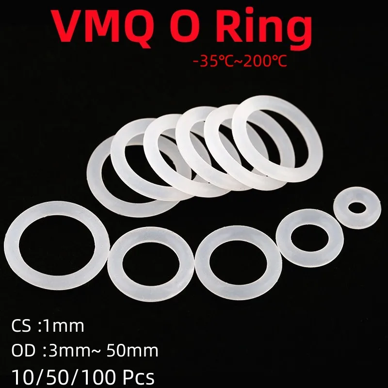 10-50-100Pcs-VMQ-White-Silicone-Ring-Gasket-Thickness-CS-1mm-OD-3mm ...