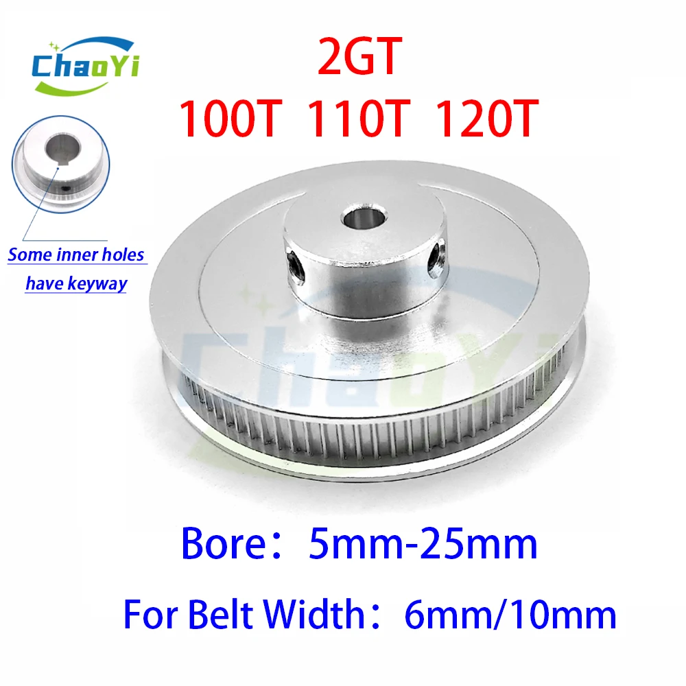 2GT 100 110 120 Teeth Timing Pulley Bore 5mm-25mm For Belt Width 6/10mm ...
