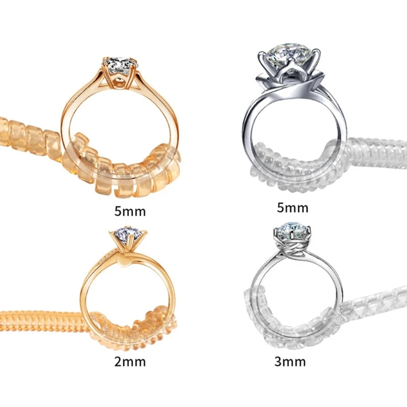 2Piece 2/3/5mm Ring Resizer Fit Almost Any Ring Clear Silicone Ring ...