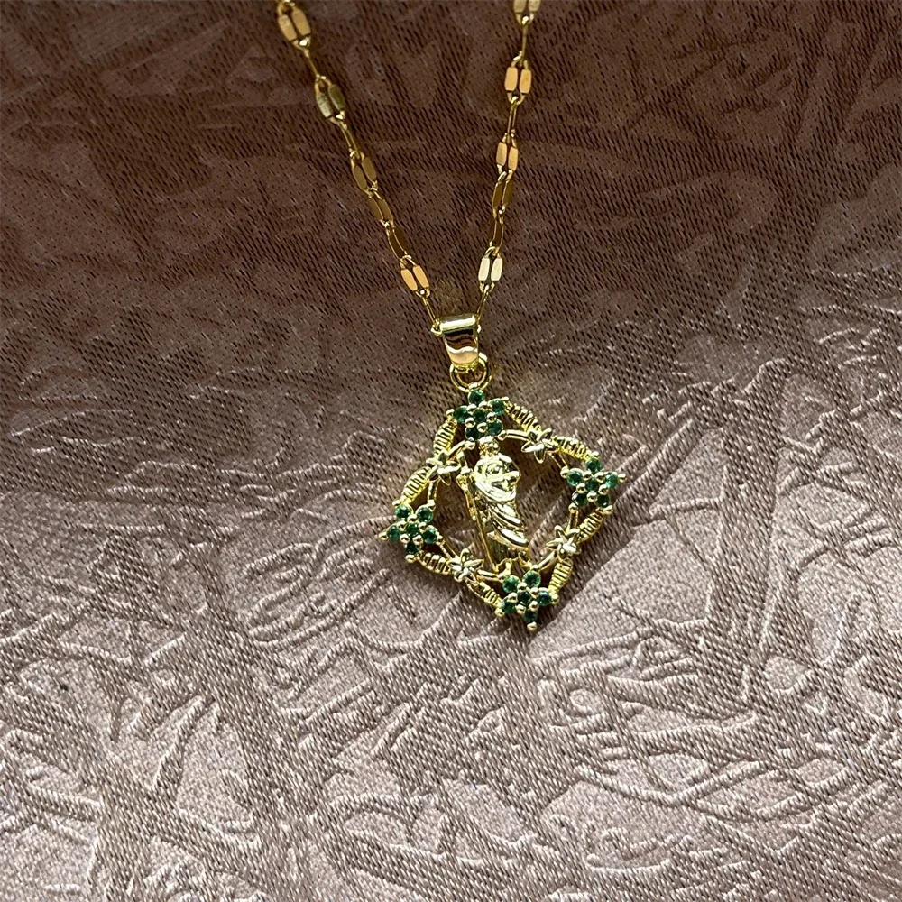 1PCS-Stainless-Steel-Holy-Death-Necklace-Saints-Crystal-Pendant-Death ...