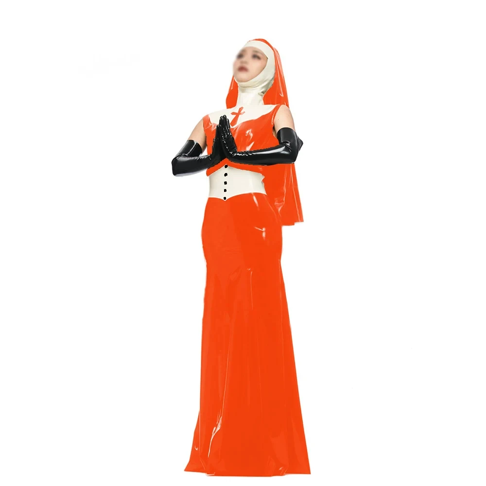 Wetlook-Cosplay-Sexy-Cross-Nun-Uniform-Glossy-PVC-Leather-Sleeveless ...