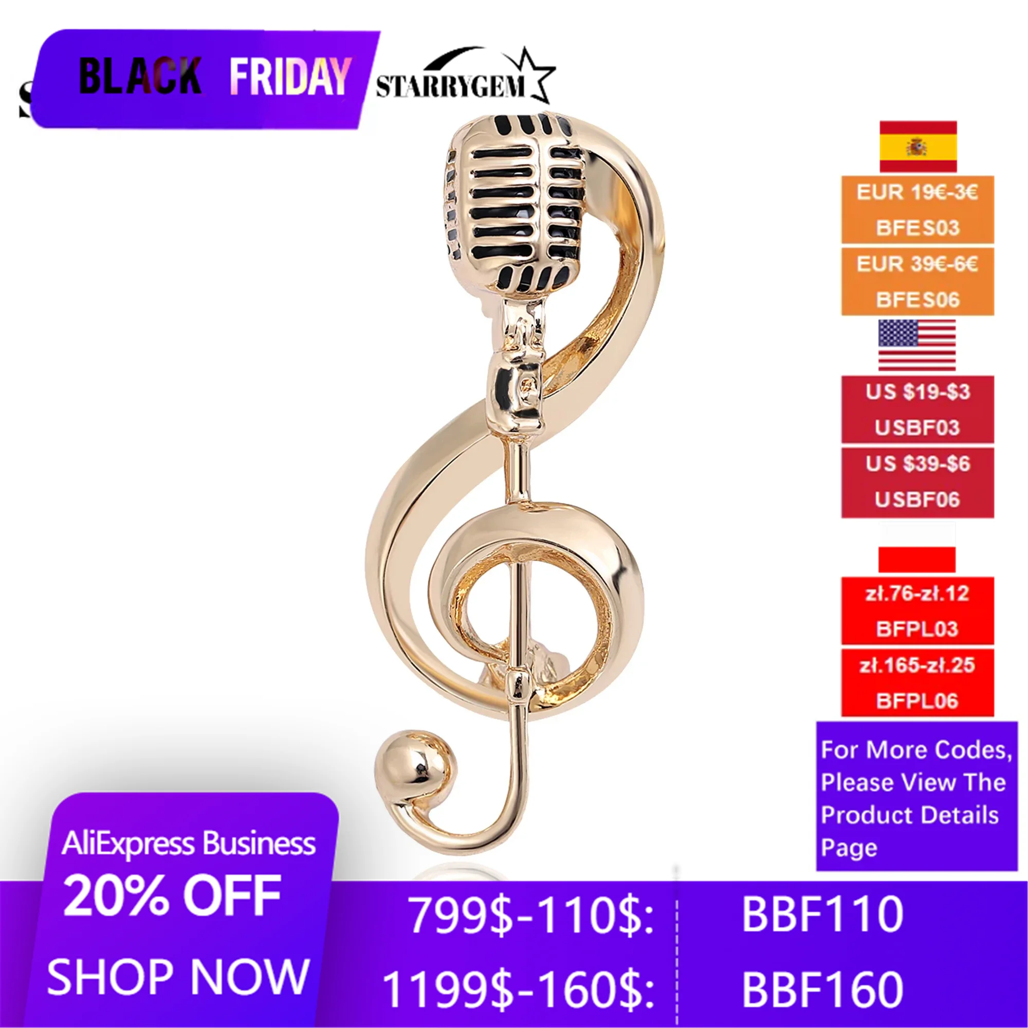 Enamel-Microphone-Brooches-for-Women-Unisex-Music-note-Pins-Office ...