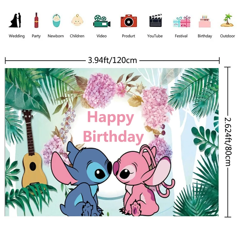 Kit de globos de Disney Lilo Stitch, vajilla de papel para fiesta de cumpleaños, decoración para ...