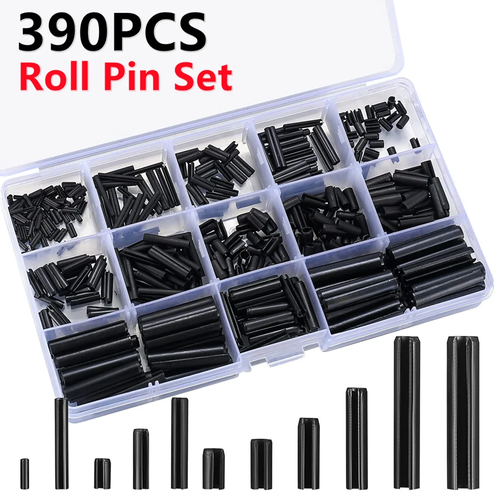 390PCS-65-Manganese-Steel-Black-Elastic-Cylindrical-Pin-U-shape-Cotter ...