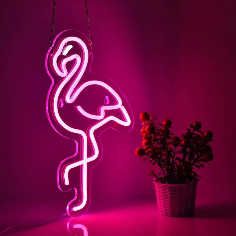 Flamingo Neon Light Decoration with Dimmable Switch LED Neon Sign ...