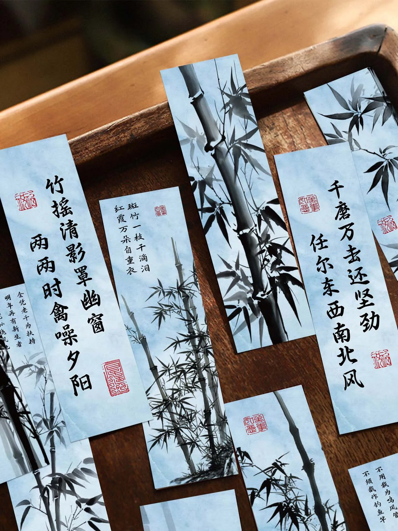 30pcs ink painting bamboo bookmark decoration ancient poetry reading ...