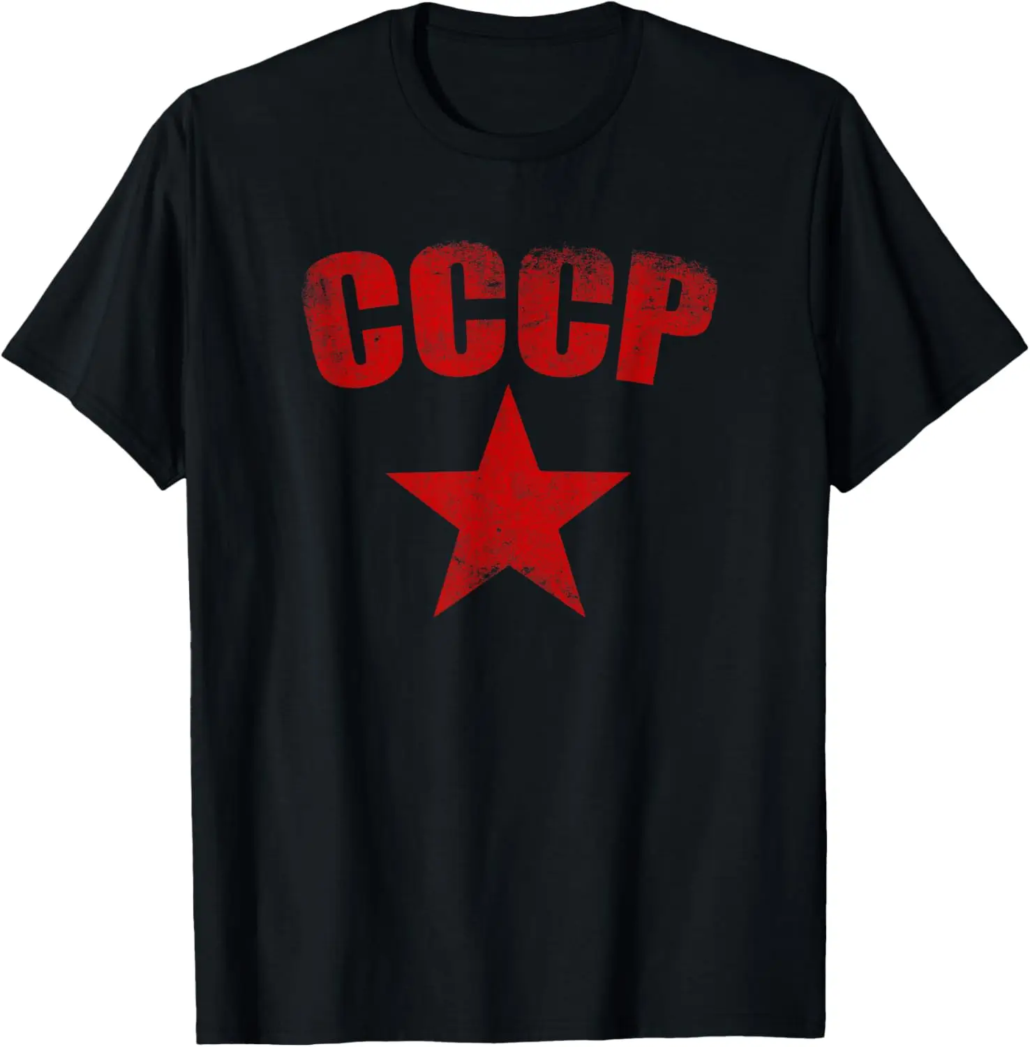 Red Vintage Style CCCP Logo Soviet Union T-Shirt Mens Clothing Print on ...