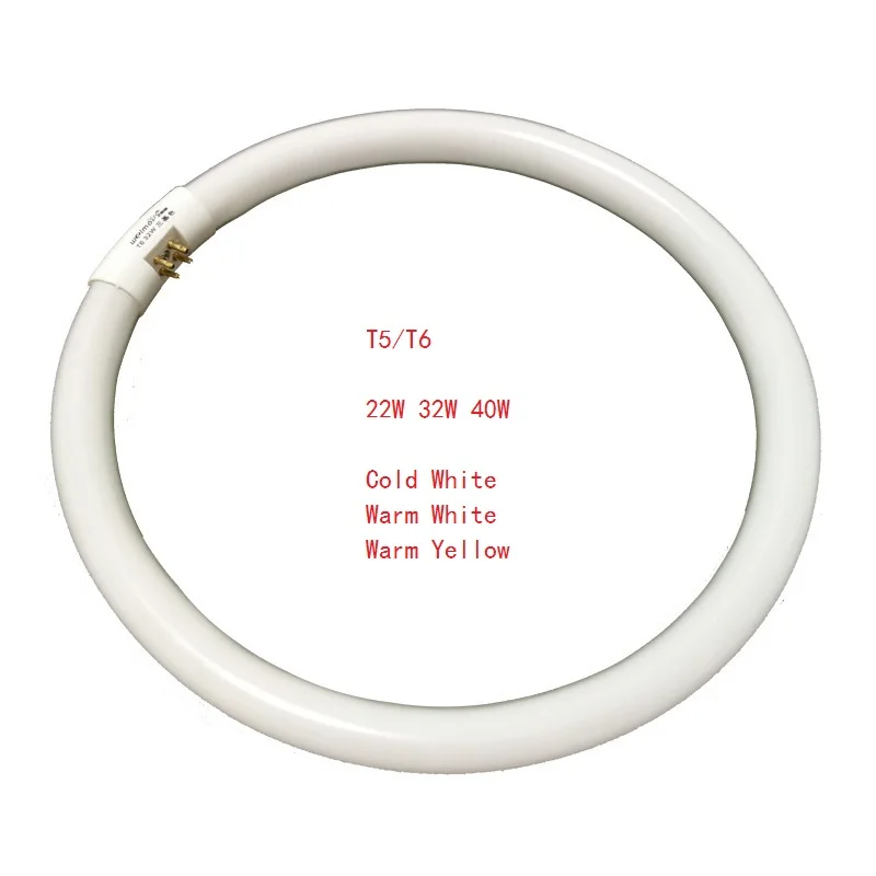 T5 T6 Fluorescent Tube Circular Lamps Round Four-Pin Three-Color Energy ...