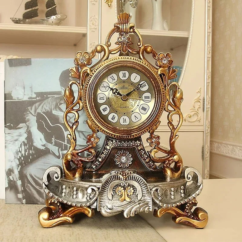 Vintage-Table-Clock-European-Style-French-Decorative-Analog-Desk-Clock ...