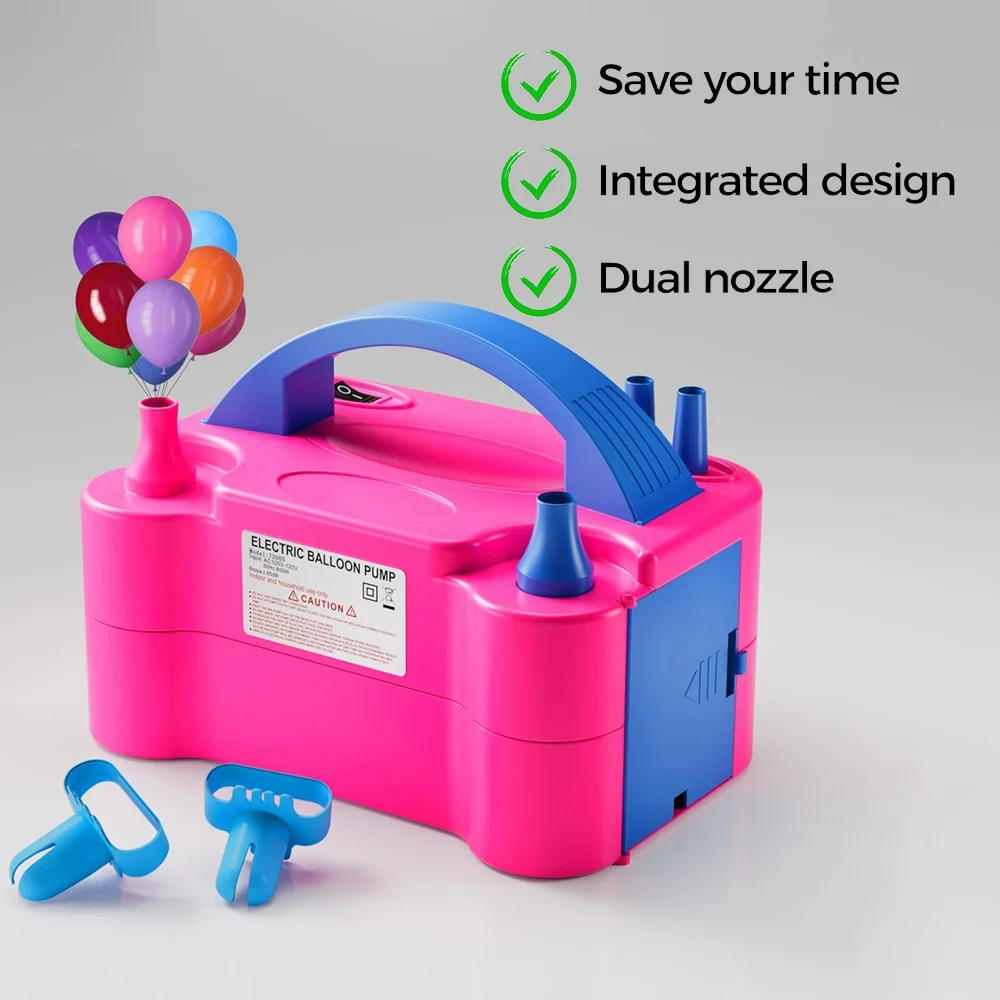 Balloon Pump Electric, Portable Automatic Dual Nozzle Inflator with ...
