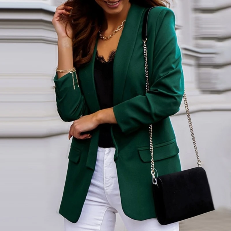 Women's Street Style Jacket Office Work Coat Thickened Long Sleeve ...