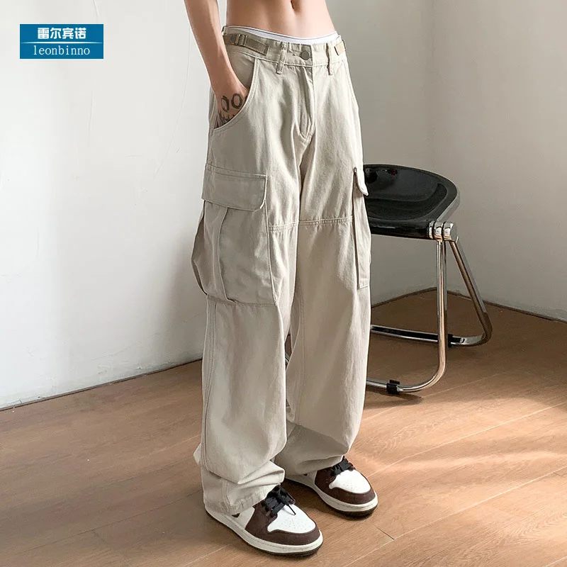Japanese work pants men's summer thin large pocket straight tube ...