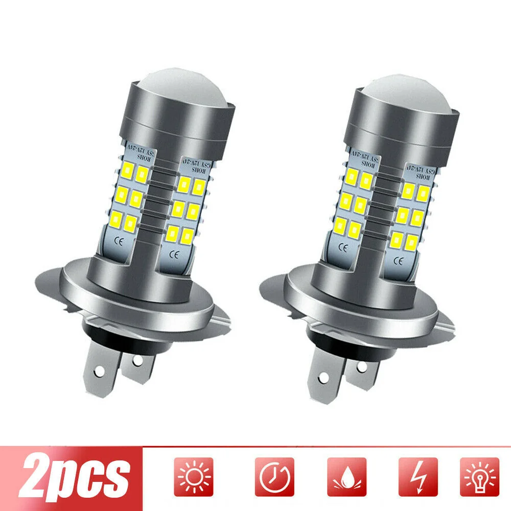 2PCS-H7-LED-Headlight-Bulbs-High-Low-Beam-6000K-Super-White-Lights-Car ...