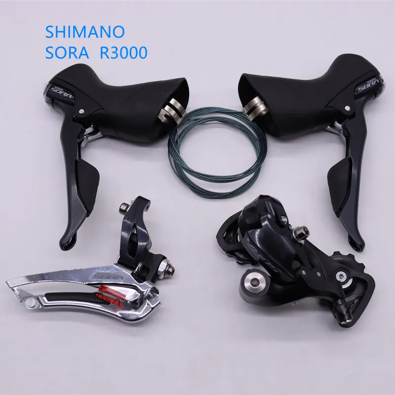 SHIMANO SORA R3000 2x9 속도 그룹셋, 시프터 ST R3000 브레이즈온 클램프 FD, 전방 후방 변속기, 쇼트 ...