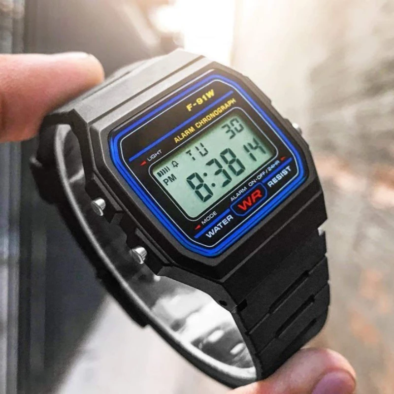 Digital Watches Silicone Strap | Women's Square Digital Watch - F91w ...