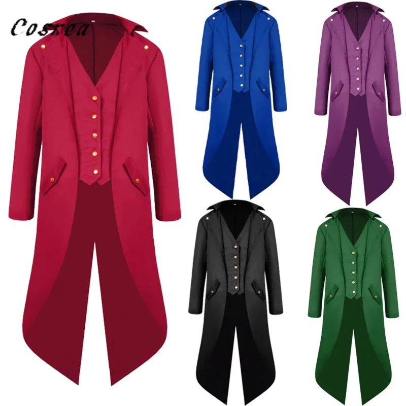 Medieval-Retro-Red-Tuxedo-Tailcoat-Mens-Jacket-Coats-Swallowtail-Dust ...