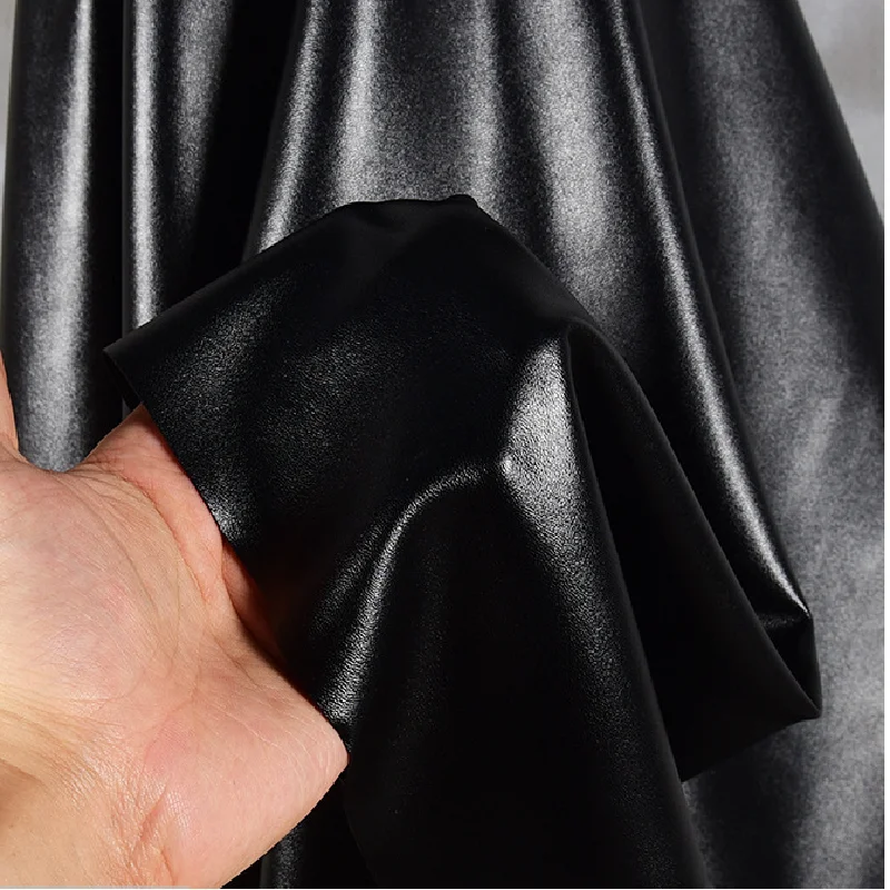 Shiny Black Leather Fabric