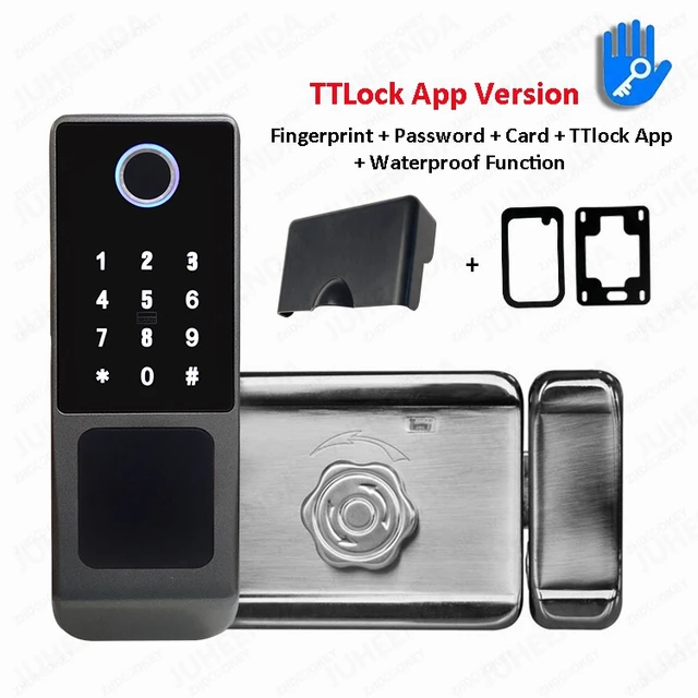 Outdoor Waterproof IP66 Tuya TTLock Fingerprint Card Code Electronic Password APP Keyless Entry ...