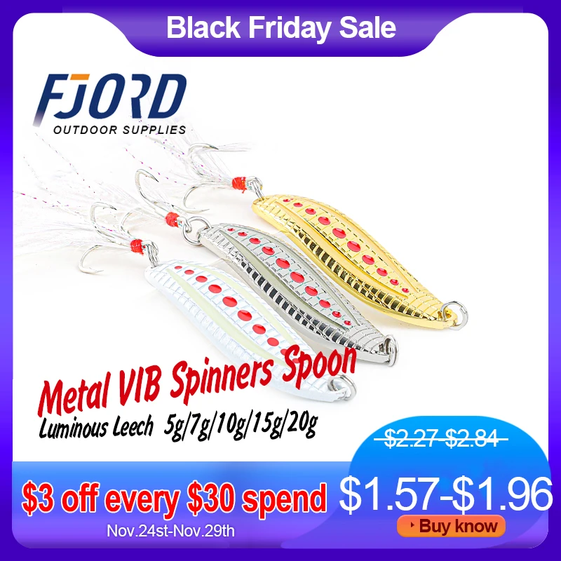 Fjord Metal Vib Spinners Spoon 7g/10g/15g/20g Luminous Leech Fidget ...