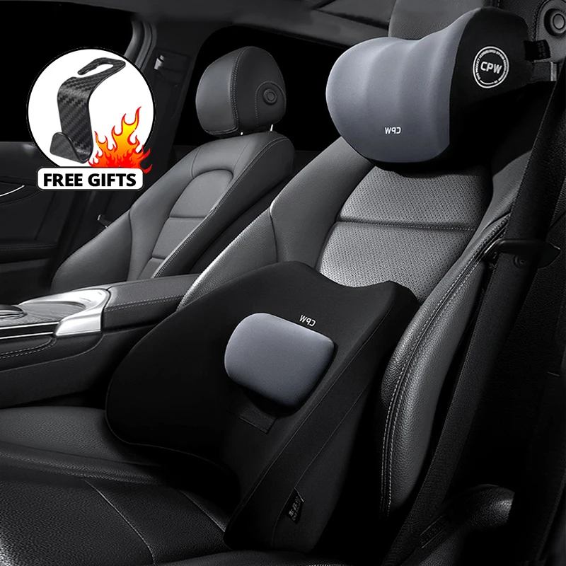 Car-Lumbar-Support-Headrest-Neck-Pillow-Soft-Breathable-Cushion-Memory ...